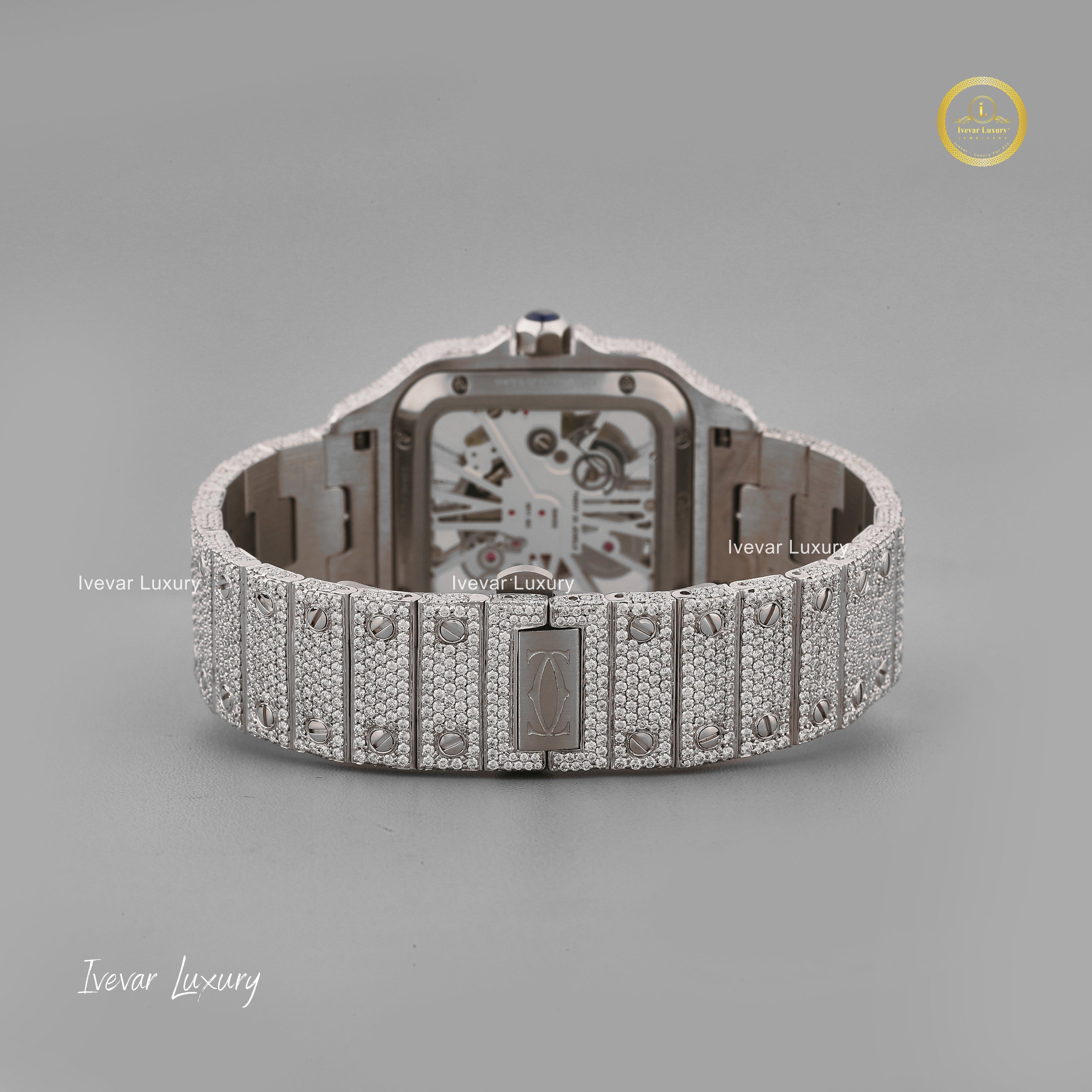 Skeleton silver , 100 % Real VVS Full Ice Out Studded White Moissanite ...